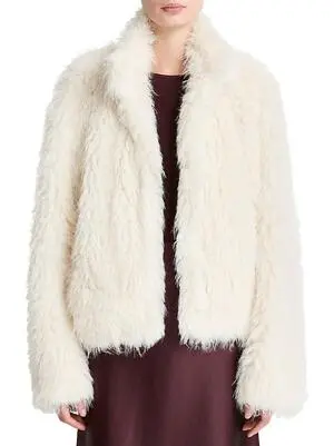 Vince Shaggy Faux Fur Jacket - Light Cream