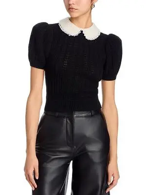 Alice + Olivia Chase Puff Sleeve Sweater - Black