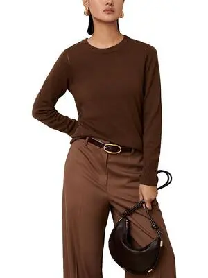 REISS Anya Crewneck Sweater - Toffee Brown