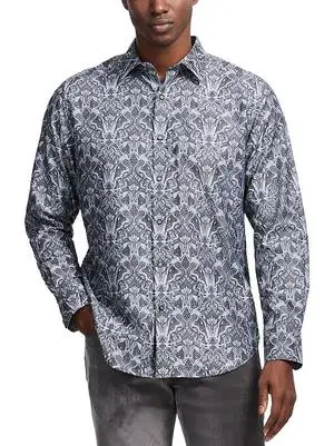 Robert Graham Highland Cotton Blend Button Down Shirt - Dark Grey