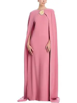 Oscar De La Renta Draped Sleeved Silk Blend Caftan - Antique Rose
