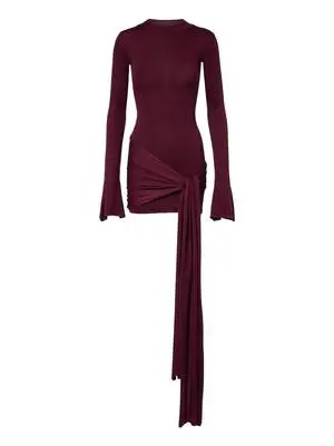 AYA MUSE Draped Silk-blend Jersey Minidress - Burgundy