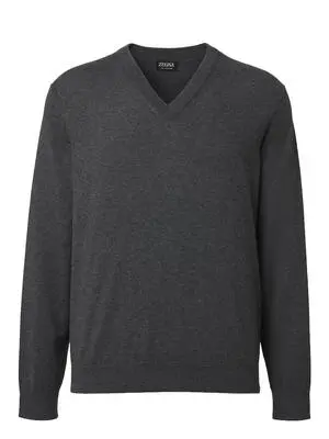 Zegna Cashmere V-neck Sweater - Grey