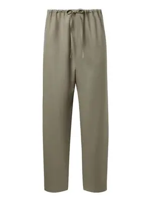 Calvin Klein Benjamin Wool Straight Trousers - Green