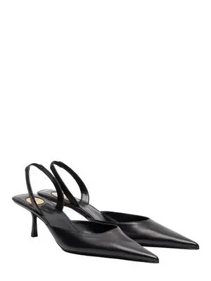 Saint Laurent Misty 55 Leather Slingback Pumps - Black