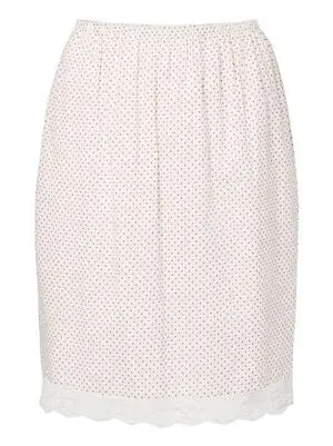 Posse Marlowe Polka-dot Cotton Midi Skirt - White