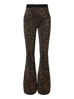 Etro Paisley Wool-blend Lamé Flared Pants - Black