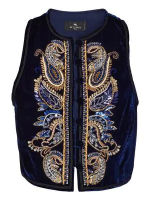 Etro Paisley Velvet Vest - Blue