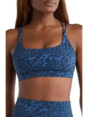 MPG Leopard Print Strappy Sports Bra - Navy Blazer Leopard