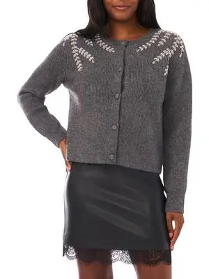 Vince Camuto Crystal Detail Cardigan - Medium Heather Grey