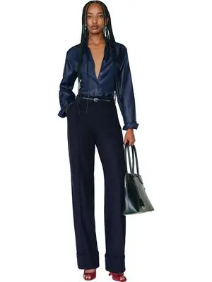 REFORMATION Ella Straight Leg Pant - Navy