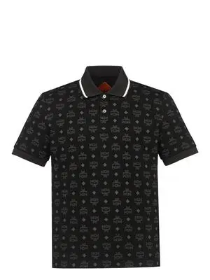 Mcm Monogram Jacquard Polo Shirt - Black
