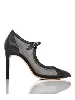 JOAN OLOFF SHOES Rebecca Mesh & Leather Pumps - Black