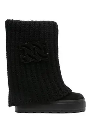 Casadei Tricot Wool Boots - Black