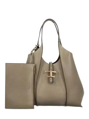 TOD'S Medium Leather Tote Bag - Grey