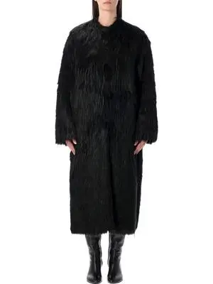 STAND STUDIO Carolina Long Faux Fur Coat - Black