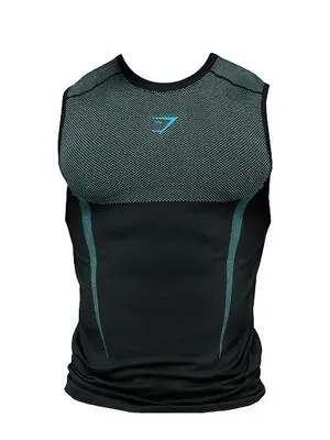 GYMSHARK Onyx 5.0 Muscle Fit Tank - Black/brand Blue