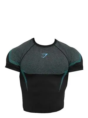 GYMSHARK Onyx 5.0 Seamless Muscle Fit T-shirt - Black/brand Blue