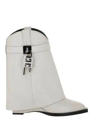 Givenchy Shark Lock Cowboy Ankle Boots - Ivory