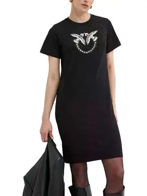 Pinko Embellished Graphic Mini Dress - Black