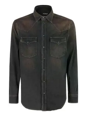 DONDUP Chest-pockets Denim Shirt - Black
