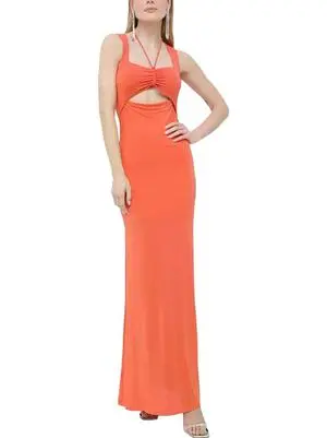 Patrizia Pepe Cutout Tie Maxi Dress - Orange