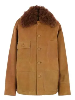 Plan C Shearling-collar Pocket Jacket - Brown
