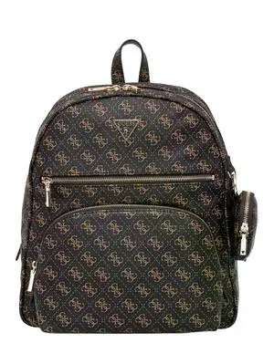 Guess Monogram Backpack With Zip Pocket - Brown