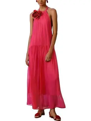 Farm Rio Halterneck Maxi Dress - Pink