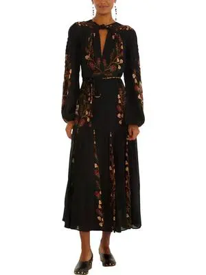 Farm Rio Floral Print Maxi Dress - Black