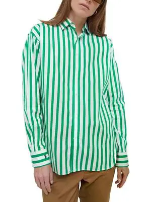 Ralph Lauren Striped Embroidered Top - White