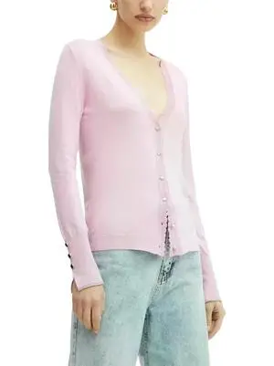 Liu Jo Scalloped-trim Button-fastening Cardigan - Pink