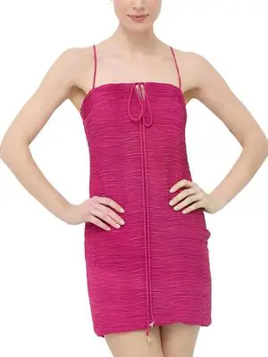 Patrizia Pepe Zip Ruched Mini Dress - Pink