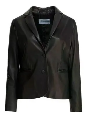 SEMPER Buttoned Leather Blazer - Black