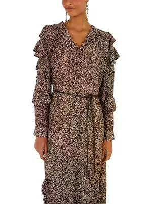 Farm Rio Leopard-pattern Midi Dress - Pink
