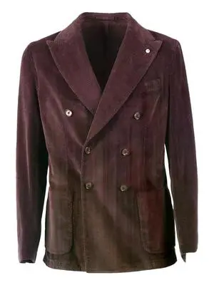 BRANDO Double-breasted Corduroy Blazer - Purple