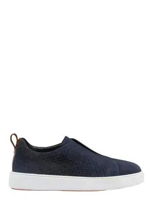 Santoni Woven Suede Slip-on Sneakers - Blue
