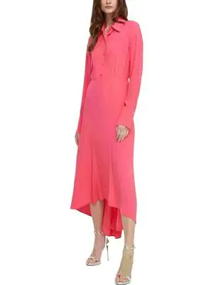 Patrizia Pepe Button Asymmetric Maxi Dress - Pink