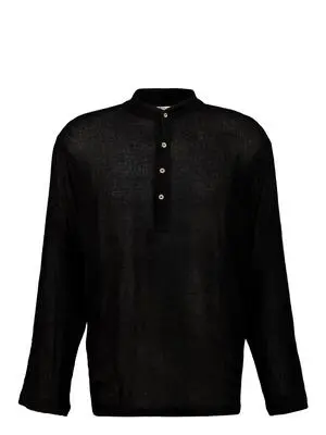 Spiritum Tulum Gauze Coconut-shell Button Shirt - Black