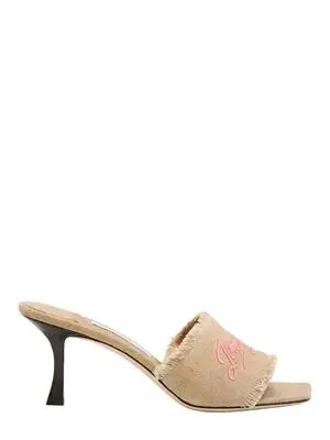 JIMMY CHOO 70mm Alexia Embroidered Logo Sandals - Neutrals