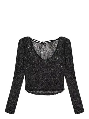 GESTUZ Sequin-embellished Top - Black