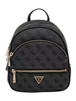 Guess Monogram-pattern Zip-pocket Backpack - Black
