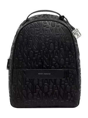 Armani Exchange Embossed Logo Backpack - Black