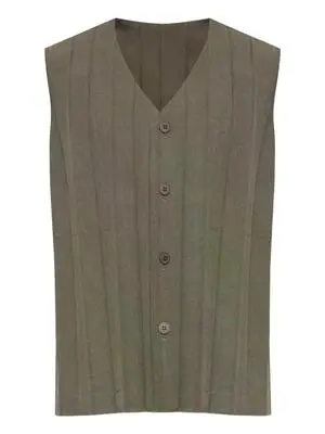 Issey Miyake Button Pleated Vest - Green