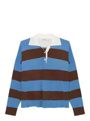 Simkhai Carson Striped Rugby Polo Top Blue