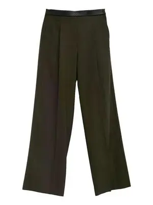Loewe Leather-trim Pleated Trousers - Green