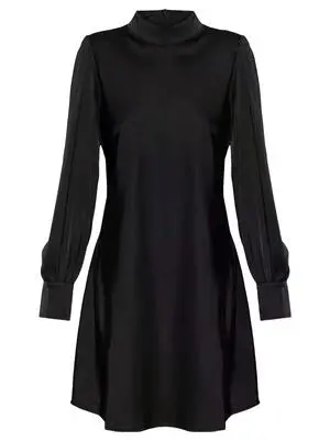 GESTUZ High-neck Long-sleeve Midi Dress - Black