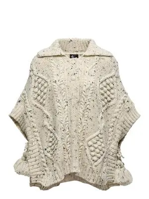 Moncler Wool-blend Tasseled Cape - White