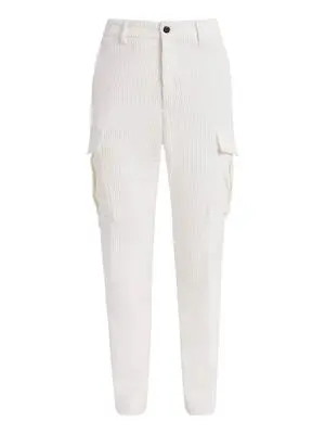 Eleventy Cotton Corduroy Cargo Trousers - White