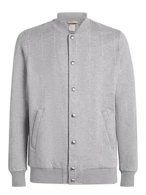 Eleventy Cotton-blend Stripe Bomber Jacket - Grey